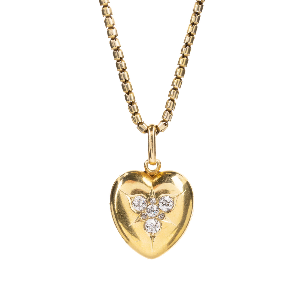 Early 20th Century Diamond Trefoil Heart Locket – Bell and Bird
