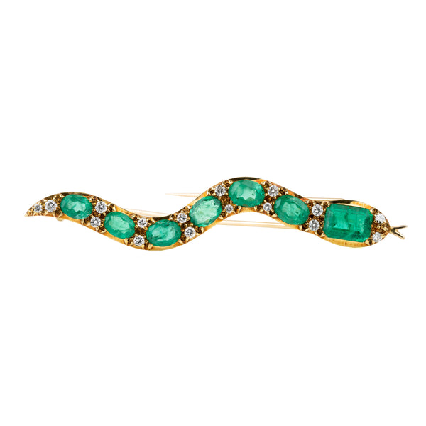 Antique Emerald Snake Pin – Bell and Bird