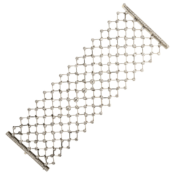 Vintage Trelliswork Platinum and Diamond Bracelet – Bell and Bird