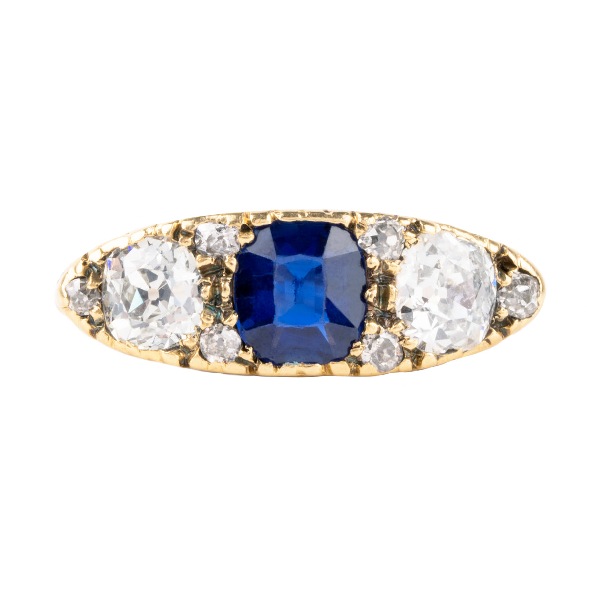 Victorian era sapphire and diamond three stone ring – Bell and Bird