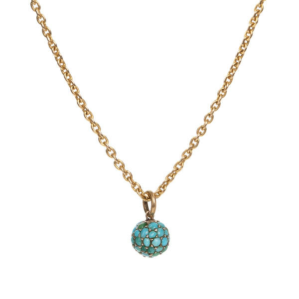 Petite Turquoise Pavé Ball Pendant Necklace – Bell and Bird