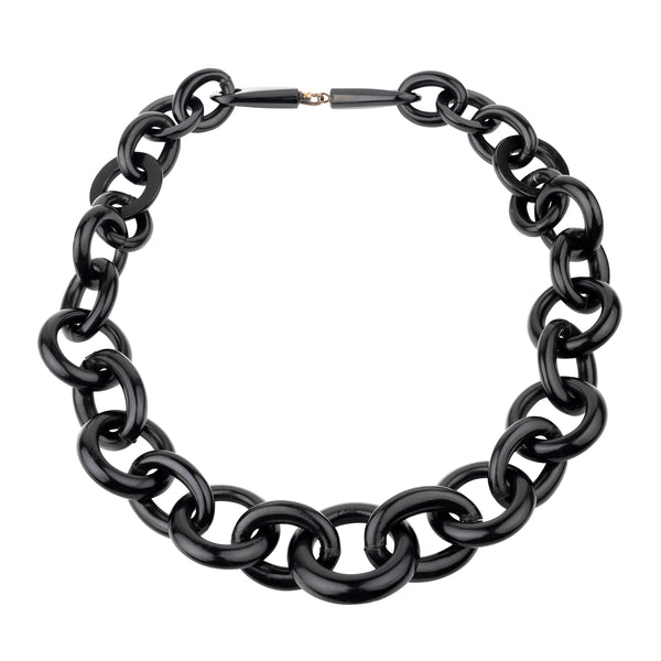 Victorian era Whitby Jet Linked Necklace – Bell and Bird