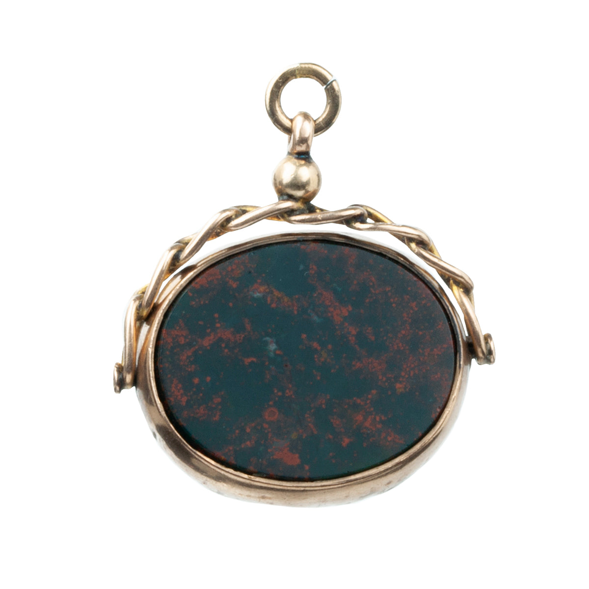 VICTORIAN ERA BLOODSTONE SPINNING FOB | Bell and Bird