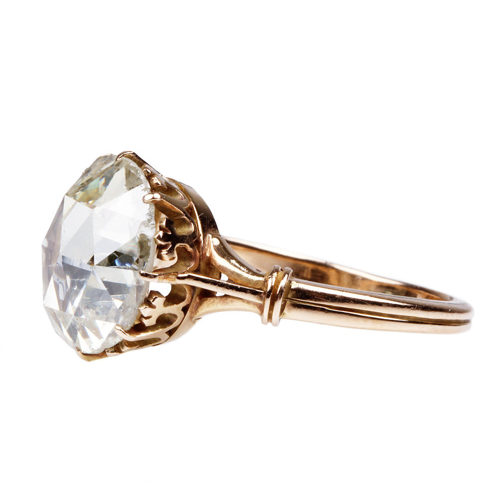 Victorian Inspired Rose Cut Diamond Solitaire – Bell and Bird