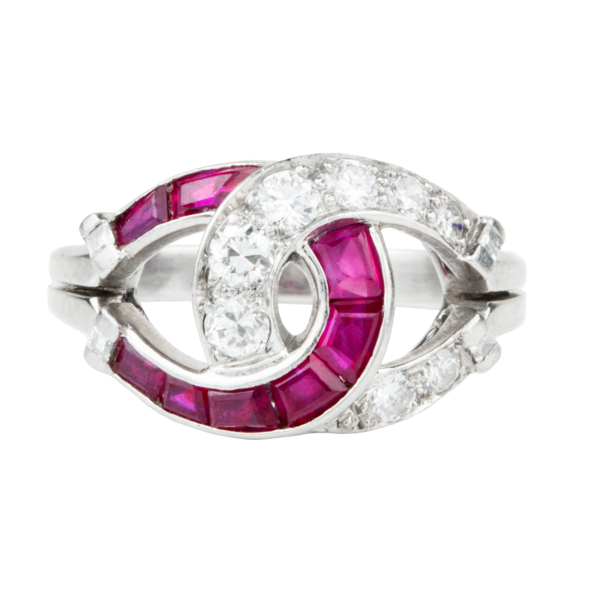 Art Deco Diamond and Ruby Horseshoe Ring | Bell and Bird
