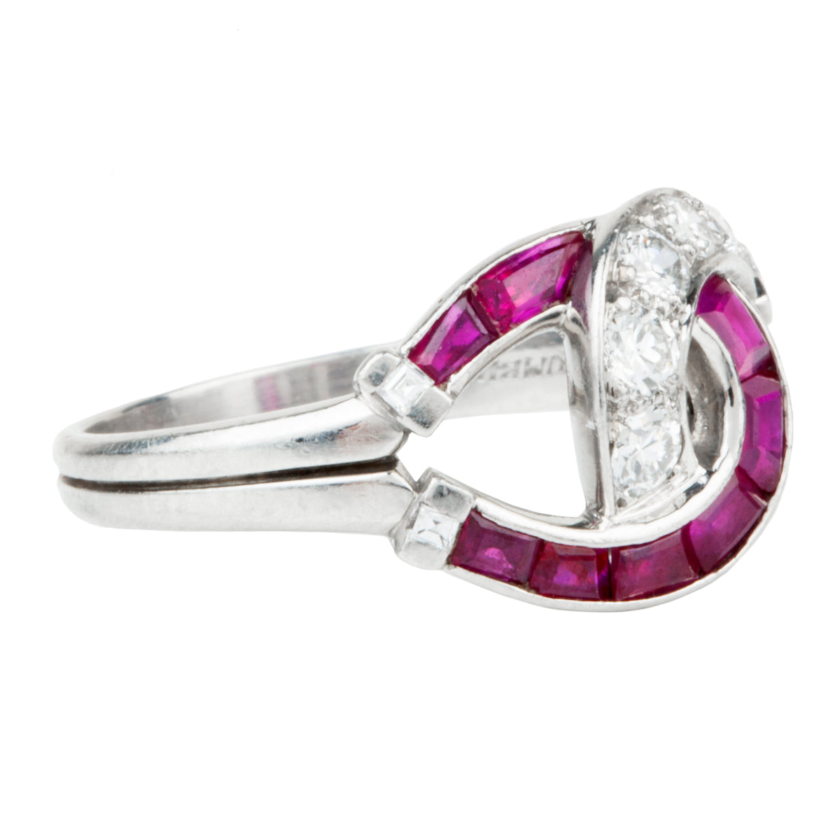 Art Deco Diamond and Ruby Horseshoe Ring | Bell and Bird