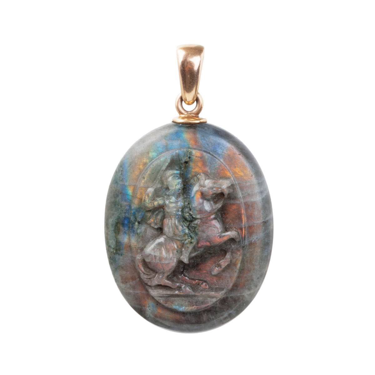 Late 19th Century Labradorite Locket – Bell and Bird