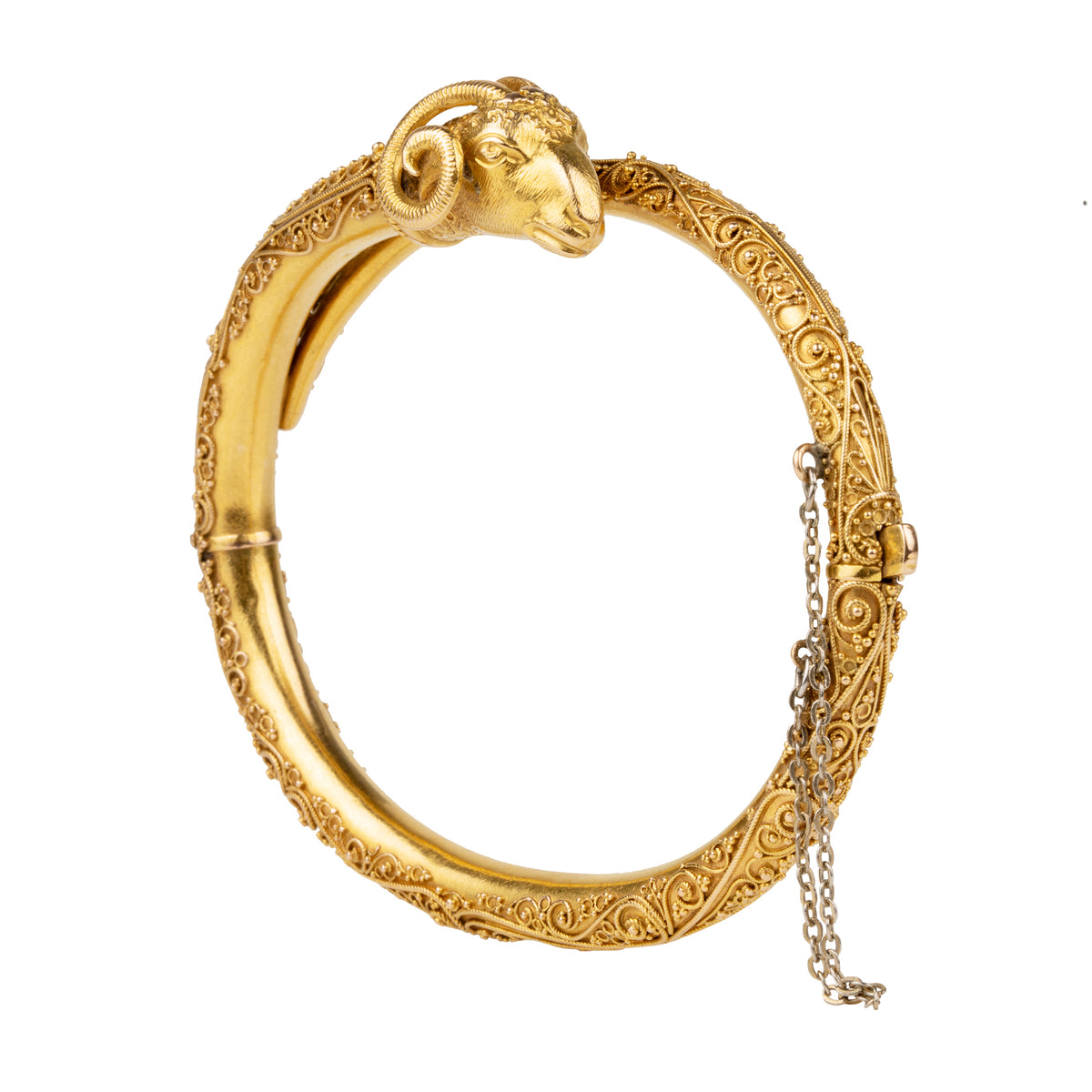 Victorian Era Ram's Head Bangle Bracelet | Bell and Bird