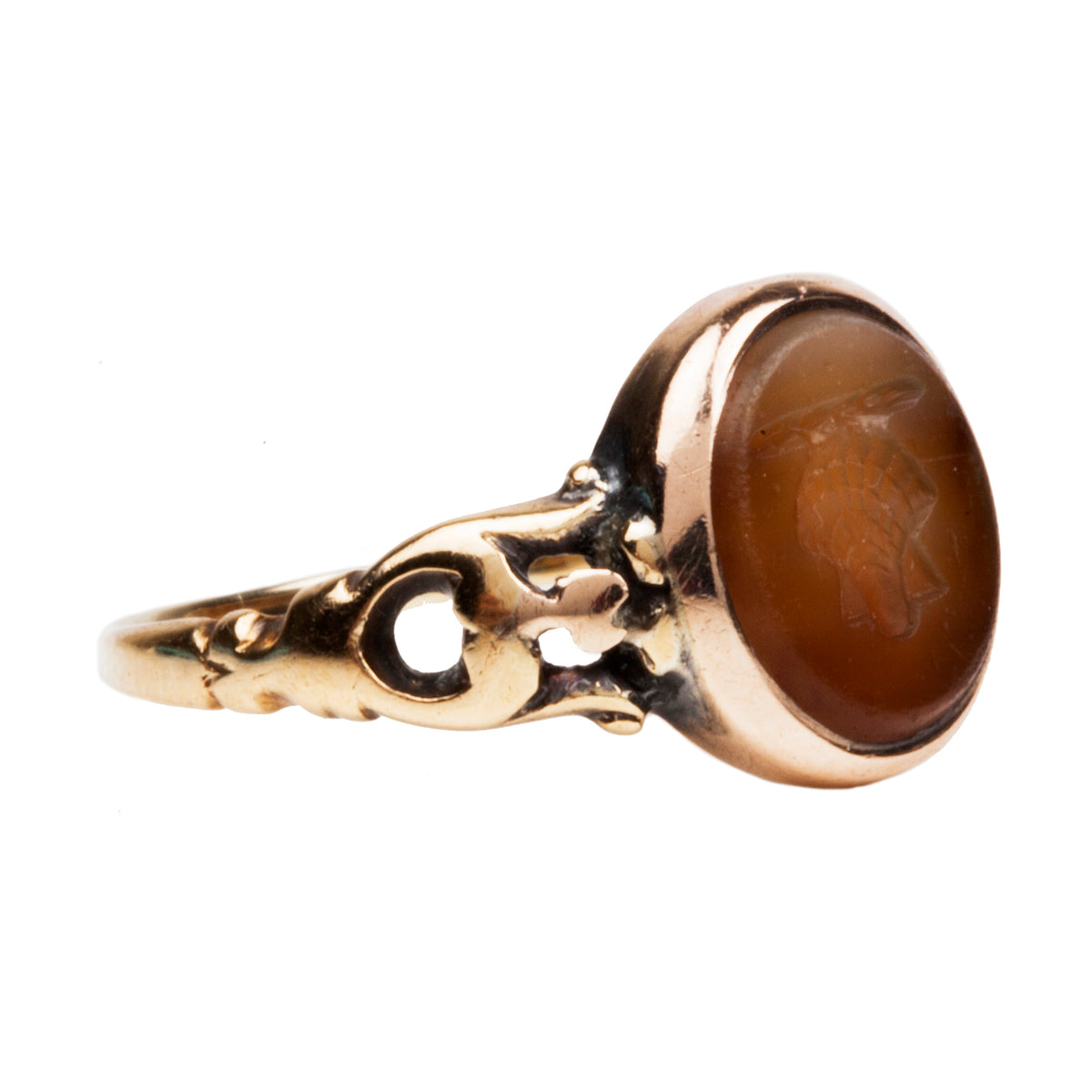 Georgian Era Intaglio Shell Ring | Bell and Bird