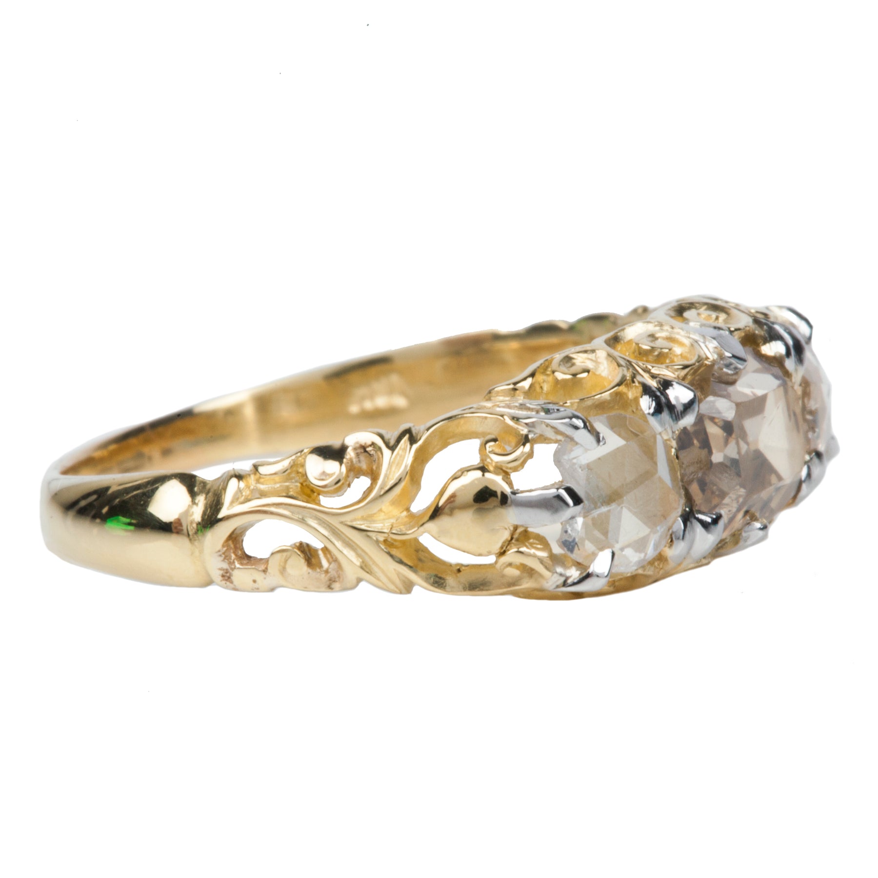 Victorian Table Cut Diamond Three Stone Ring | Bell and Bird